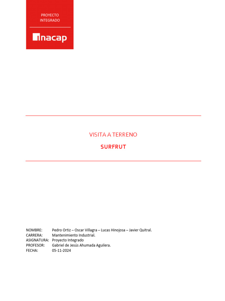 Visita SURFRUT Proyecto Integrado | PDF | Cantidades fisicas