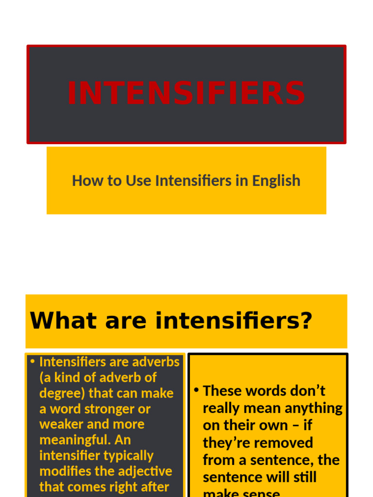 How To Use Intensifiers in English | PDF