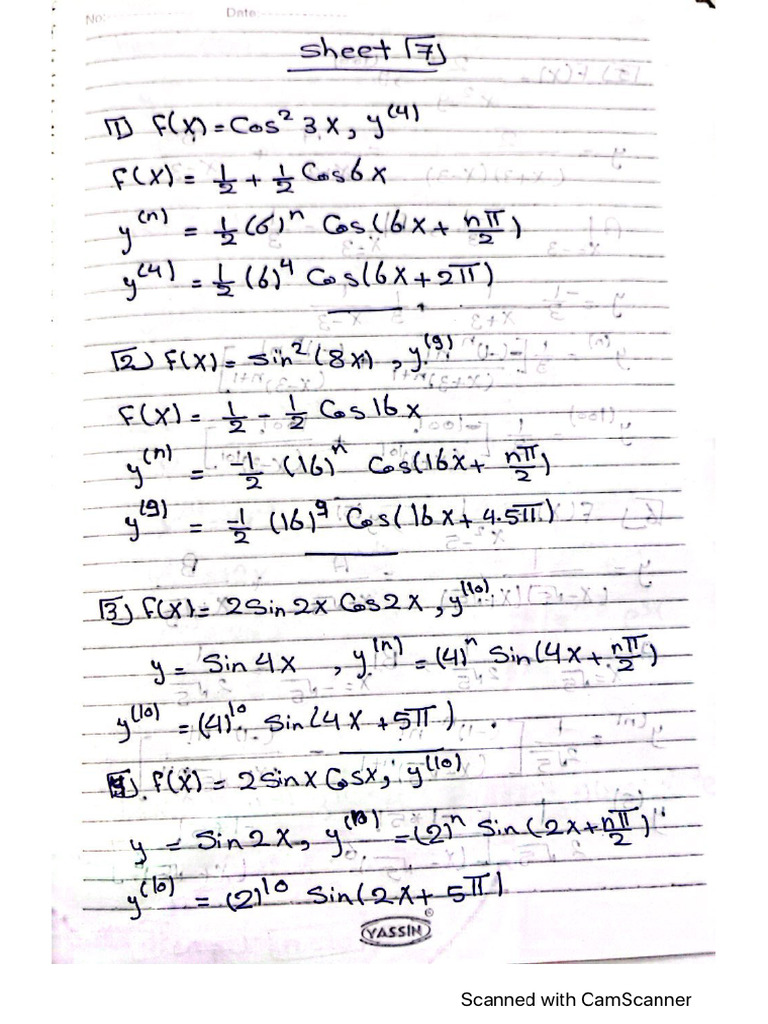 Sheet 7 - Math1 | PDF