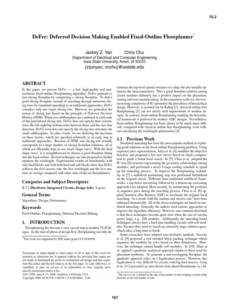 Defer: Deferred Decision Making Enabled Fixed-Outline Floorplanner ...