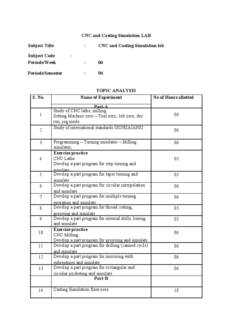CNC & Casting Simulation Lab | PDF | Casting (Metalworking) | Industries