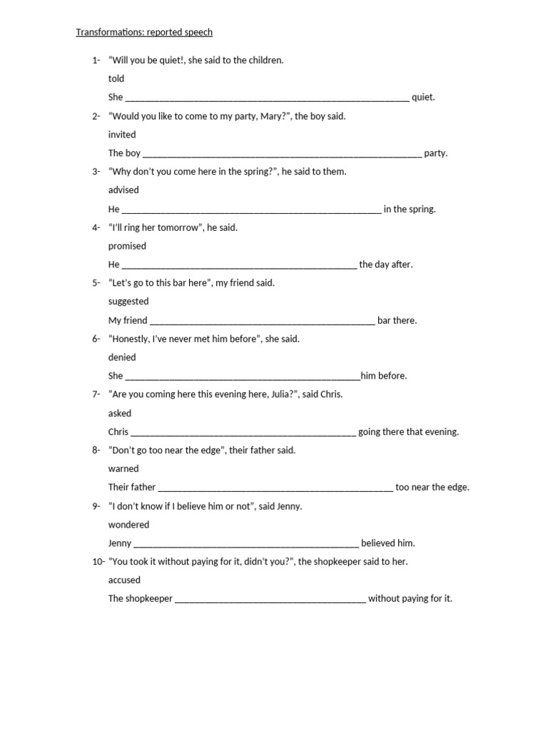 Reported Speech Transformations Guide | PDF
