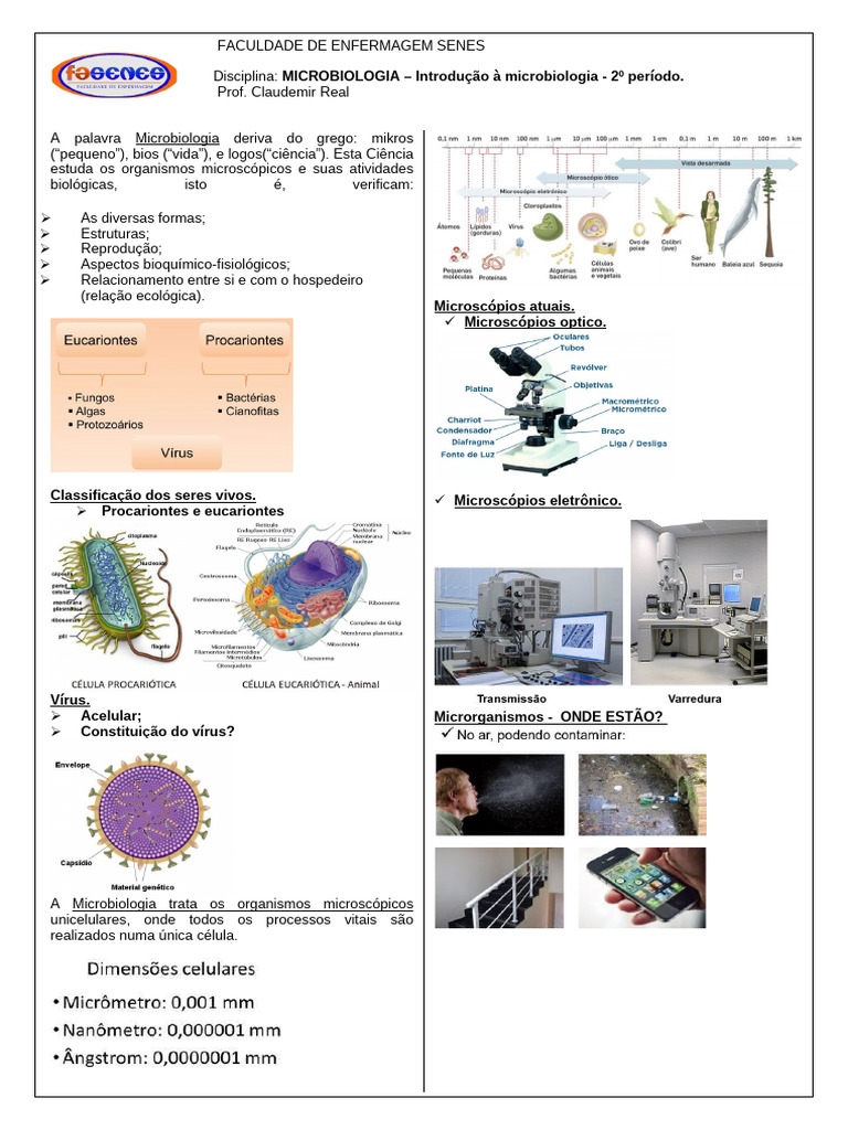 Aula 1 - Introdução A Microbiologia | PDF | Microrganismo | Bactérias