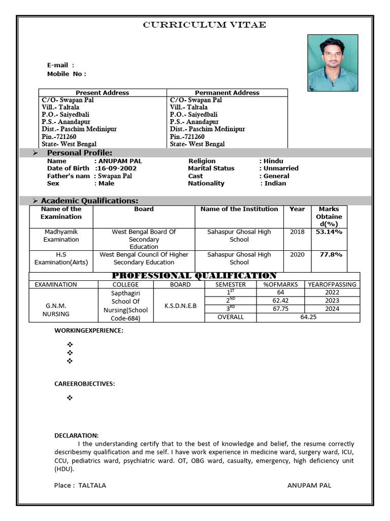 ANUPAM PAL CV | PDF | Health Care | Social Programs