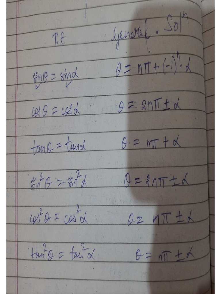 trigo functions and their general solution | PDF