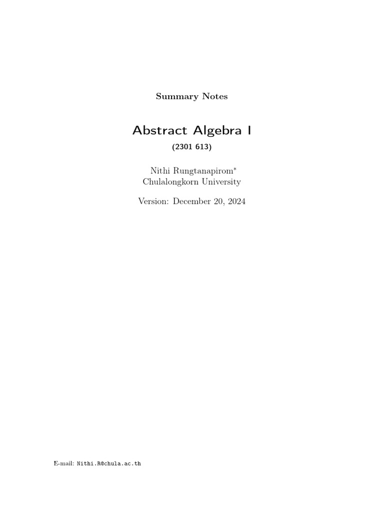 2301613-abstalg1-notes-2024 | PDF | Ring (Mathematics) | Group ...