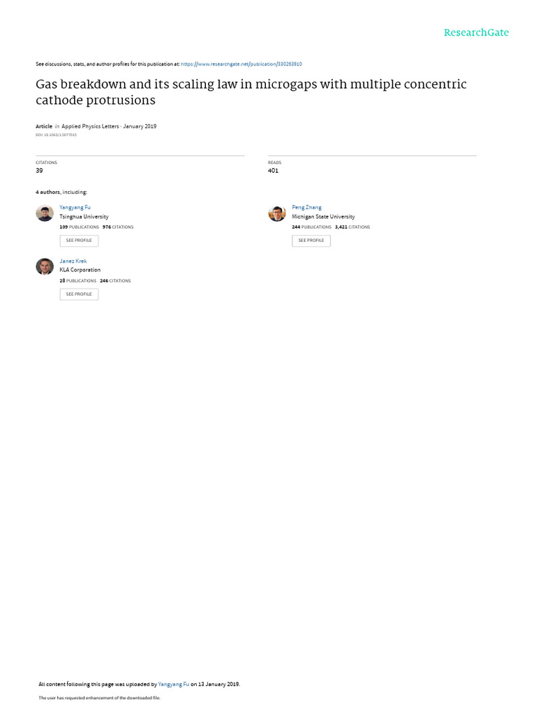 FU 2019 Gas Breakdown Multibump | PDF | Electrode | Cathode