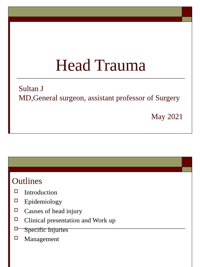 Head Trauma | PDF | Traumatic Brain Injury | Human Diseases And Disorders
