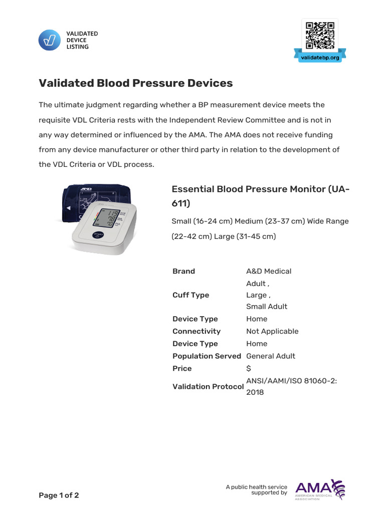 Essential Blood Pressure Monitor | PDF | American Medical Association ...
