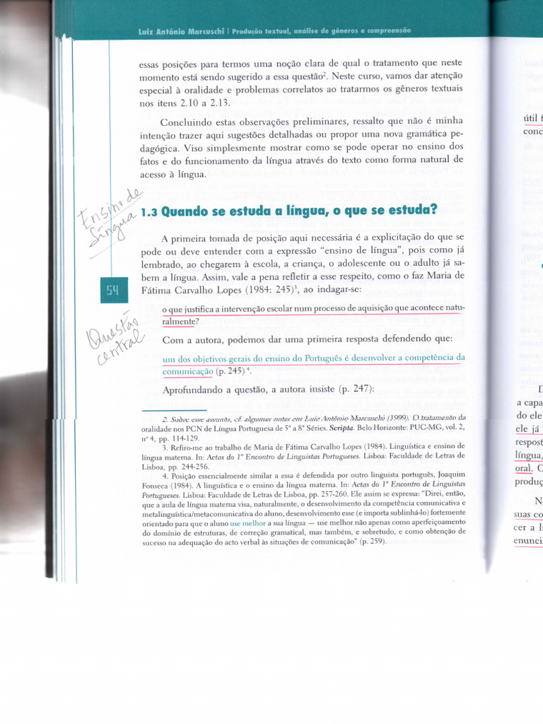 Marcuschi. L. A. Produção de Textual, Análise de Gênero e Compreensão ...