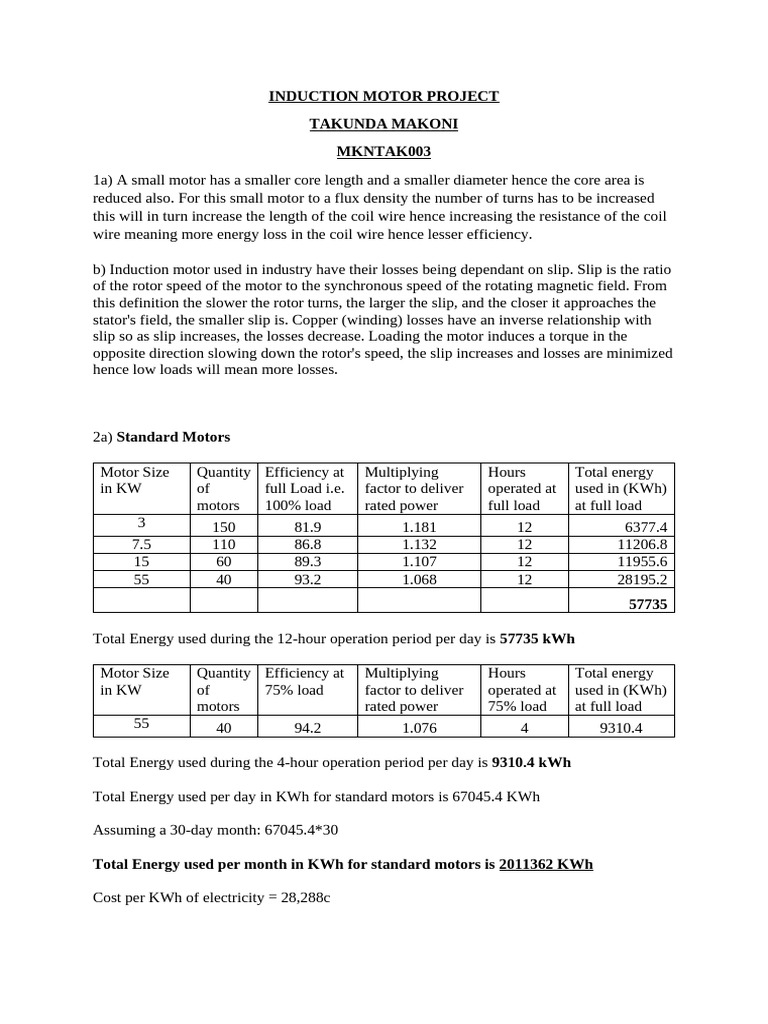 Induction Motor Project | PDF | Electric Motor | Quantity