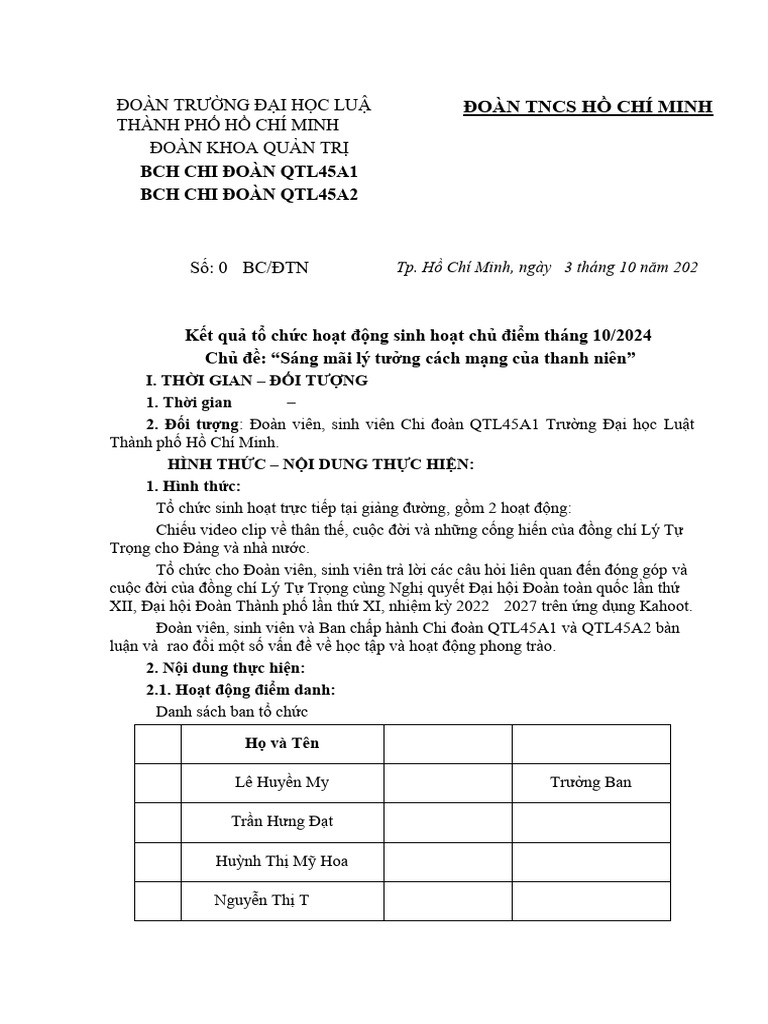 Qtl45a-Báo Cáo SHCD T10 2024 | PDF