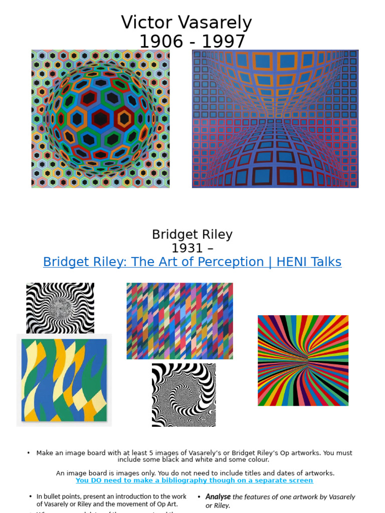 Victor Vasarely Bridget Riley Task | PDF