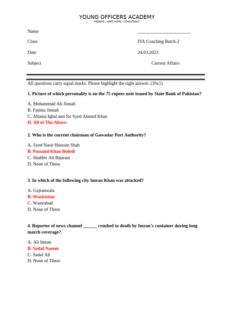 Test Current Afairs | PDF