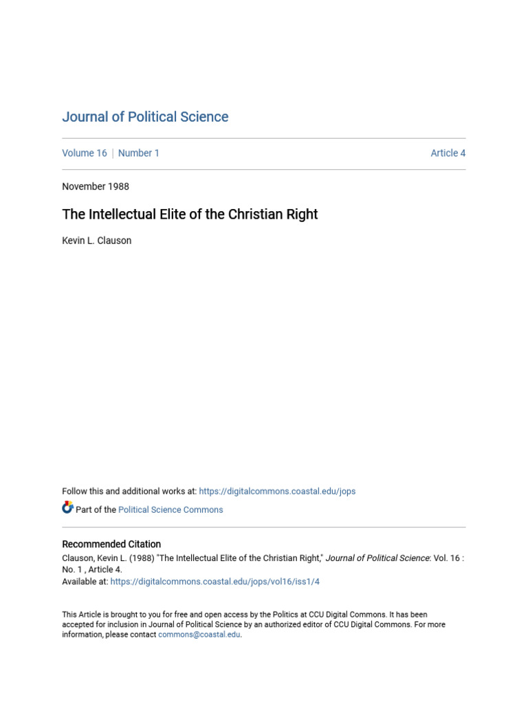 The Intellectual Elite of The Christian Right | PDF | Calvinism ...