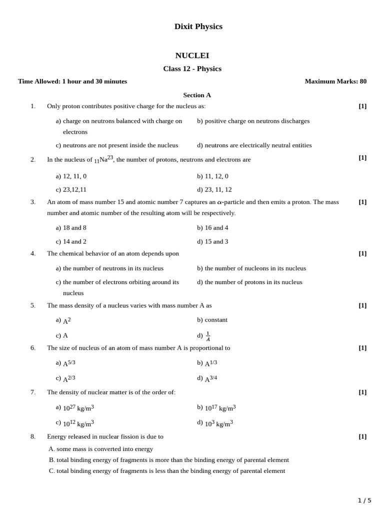 Nuclei CBSE | PDF | Atomic Nucleus | Neutron