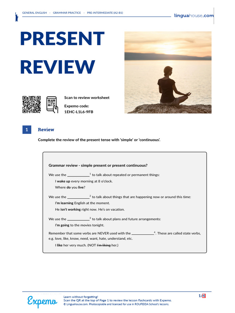 Present Review American English Student A2 B1 | PDF | English Language | Language Mechanics