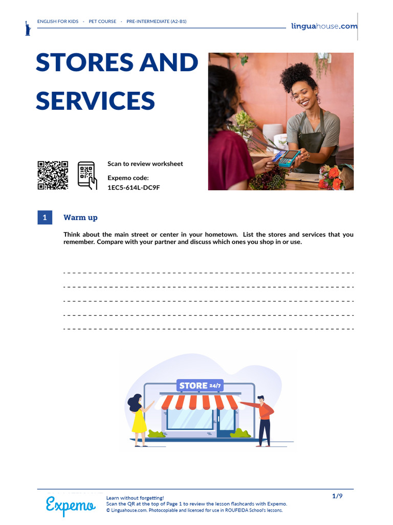Stores and Services American English Teacher A2 B1 | PDF | Adverb ...