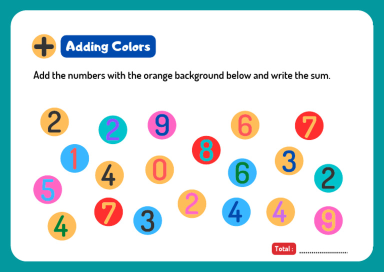 Collect Adding Colors Activity Worksheet Attention Raising Mathematics Age 7 | PDF