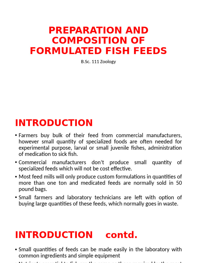 Preparation and Composition of Formulated Fish Feeds | PDF | Foods | Flour