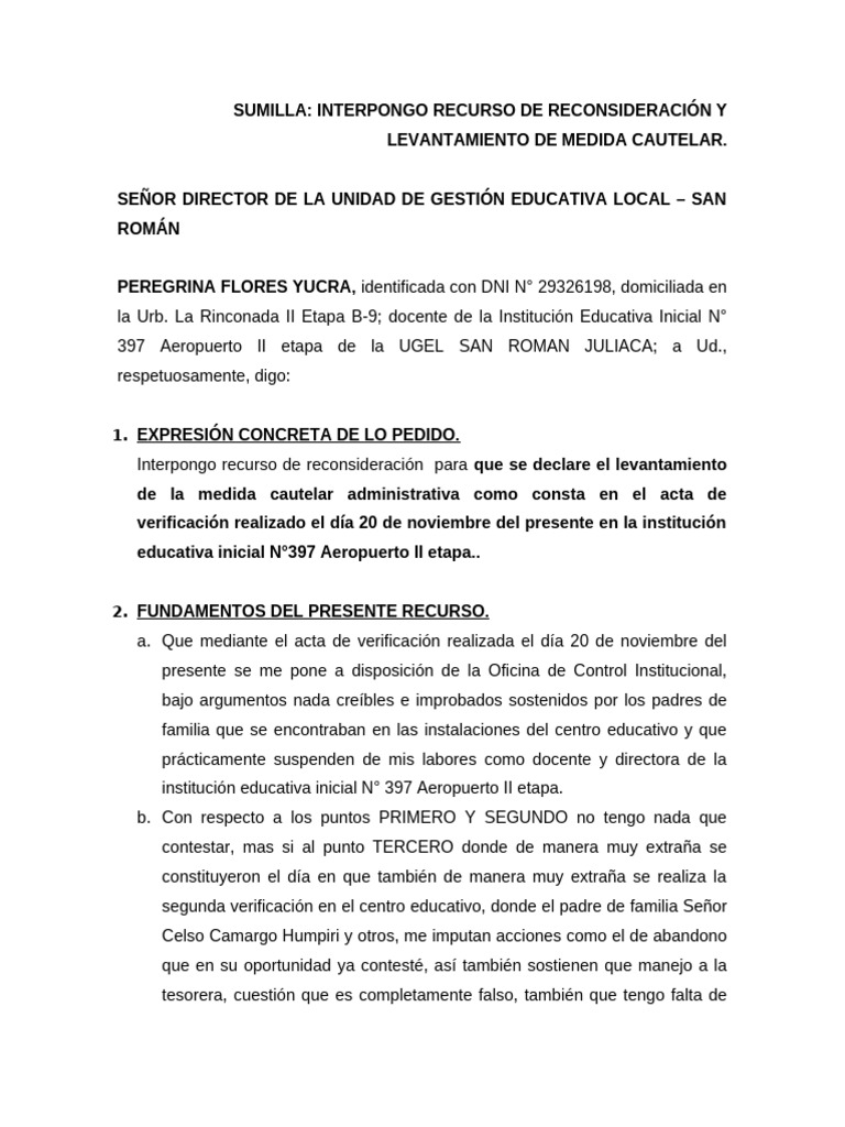 Modelo De Recurso Administrativo De ReconsideraciÓ Iii Peregrina Pdf 1794