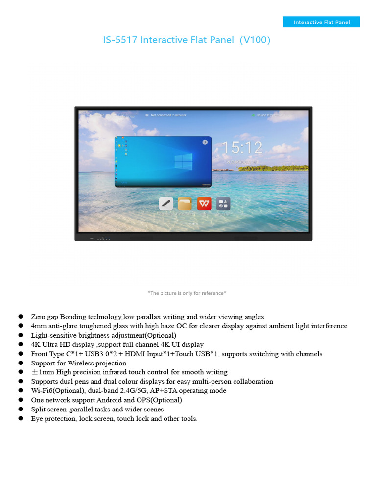 55" 4K Interactive Flat Panel IS-5517 | PDF | Hdmi | Pixel