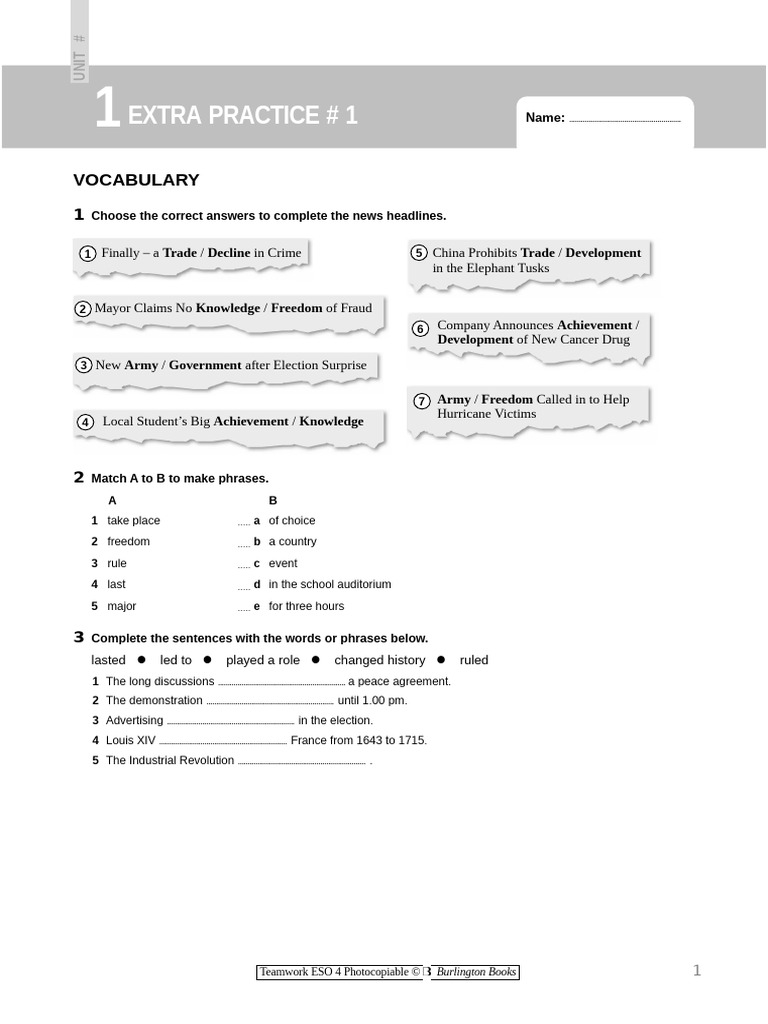 01teamwork4 ExtraPractice Unit1 | PDF