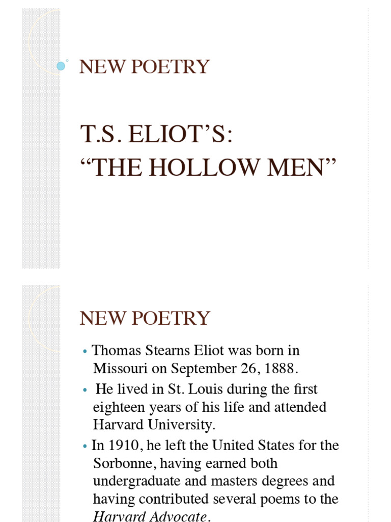 28023384 the+Hollow+Men | PDF | T. S. Eliot | Poetry