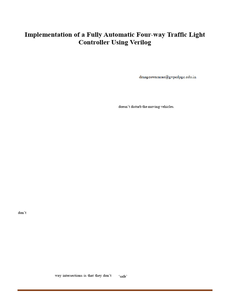 6 Implementation of A Fully Automatic Four Way Traffic Light Controller Using Verilog | PDF ...