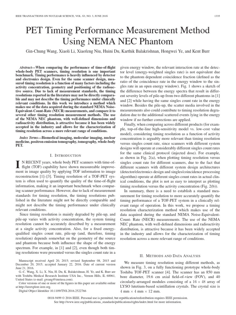 2016 Wang TOF IEEE TNS 07497719 | PDF | Positron Emission Tomography ...