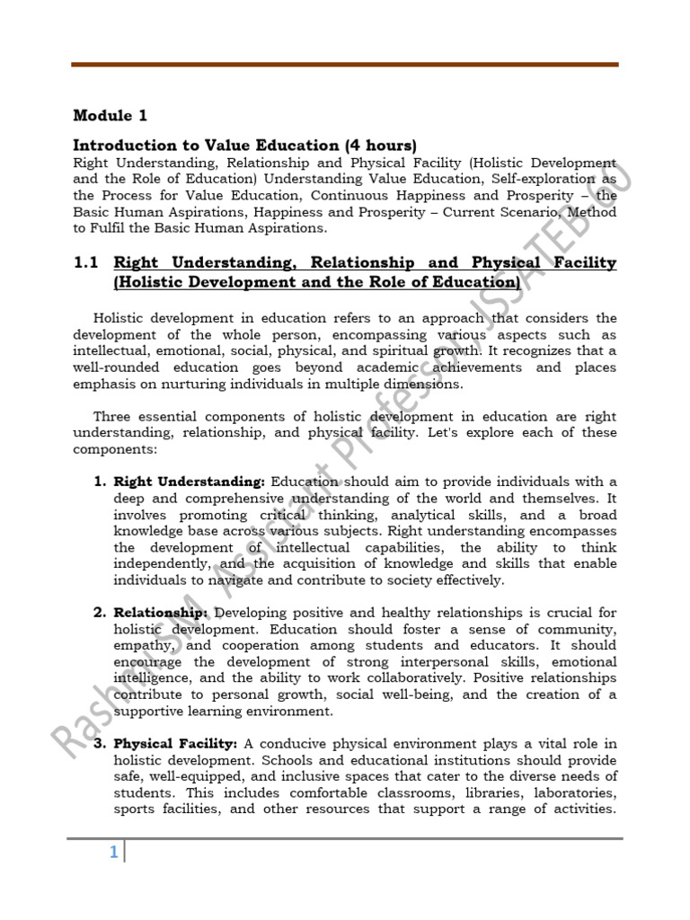 Module 1-Introduction to Value Education | PDF | Happiness | Well Being
