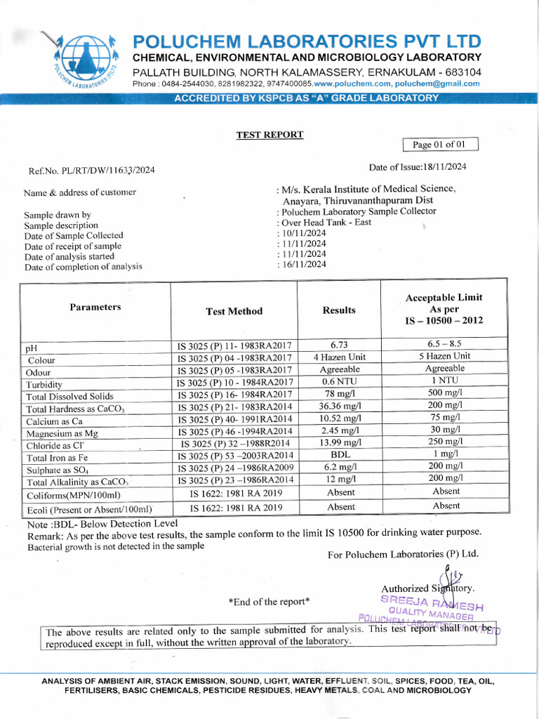 Overhead Tank East | PDF | Chemistry | Chemical Substances