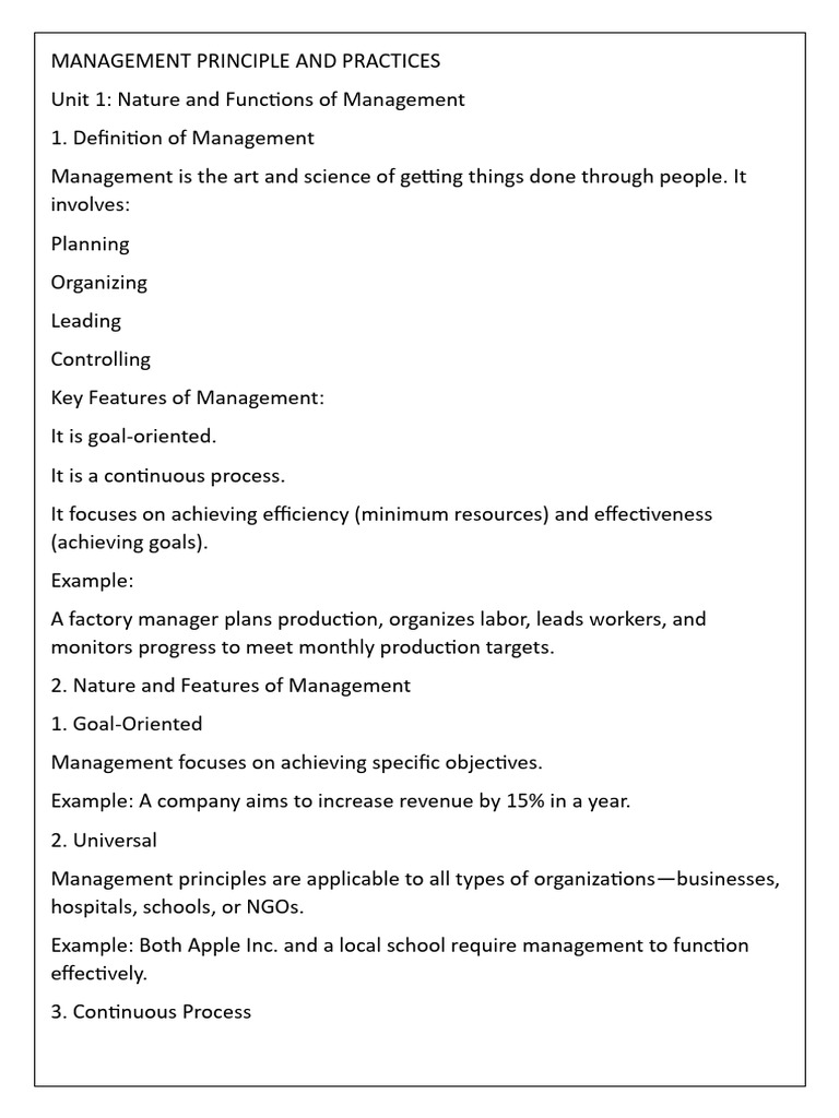 Management Principle and Practices | PDF | Strategic Management | Goal