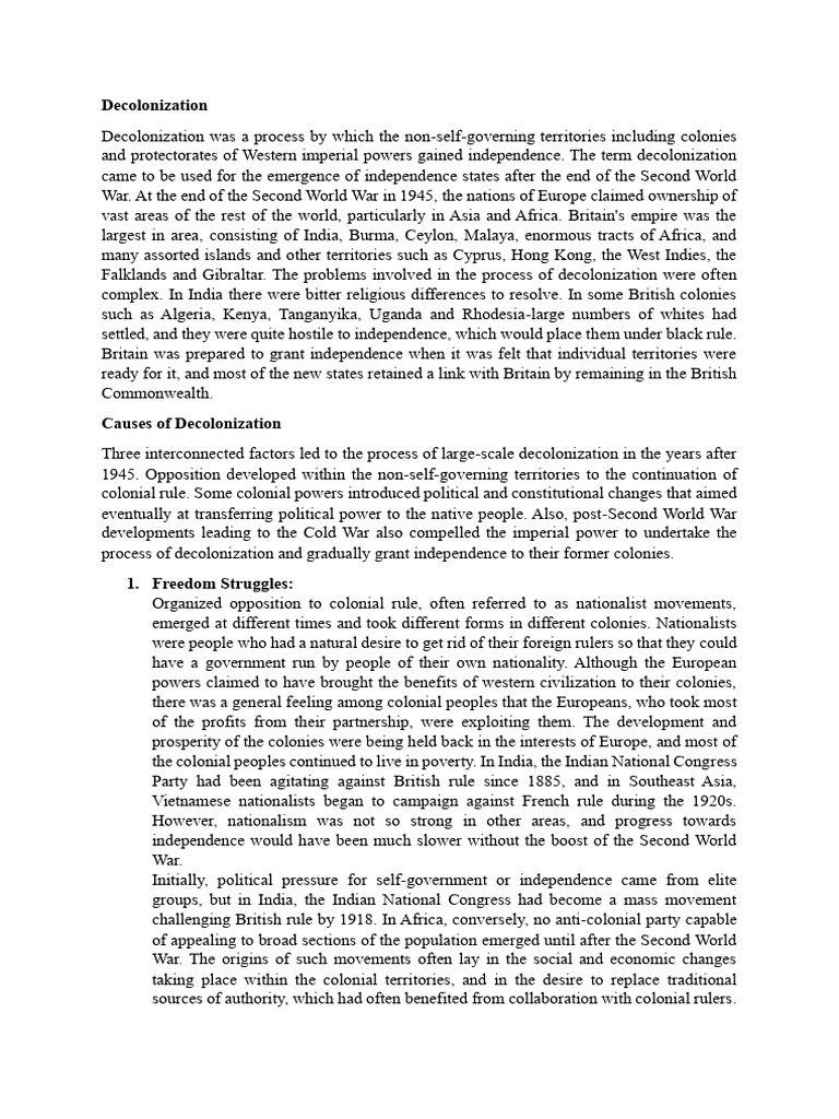 Understanding Decolonization Post-WWII | PDF | British Empire ...