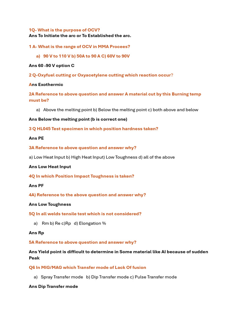 Cswip Exam Question and Answer | PDF | Welding | Construction