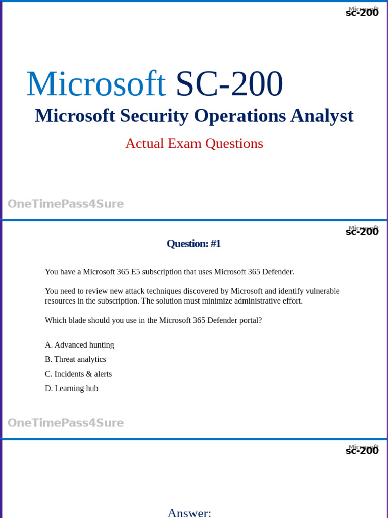 SC-200 Exam Questions and Solutions | PDF | Microsoft Azure | Share Point