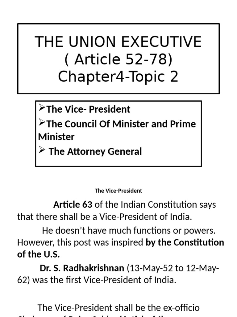 The Union Executive2 | PDF | Government | Government Institutions
