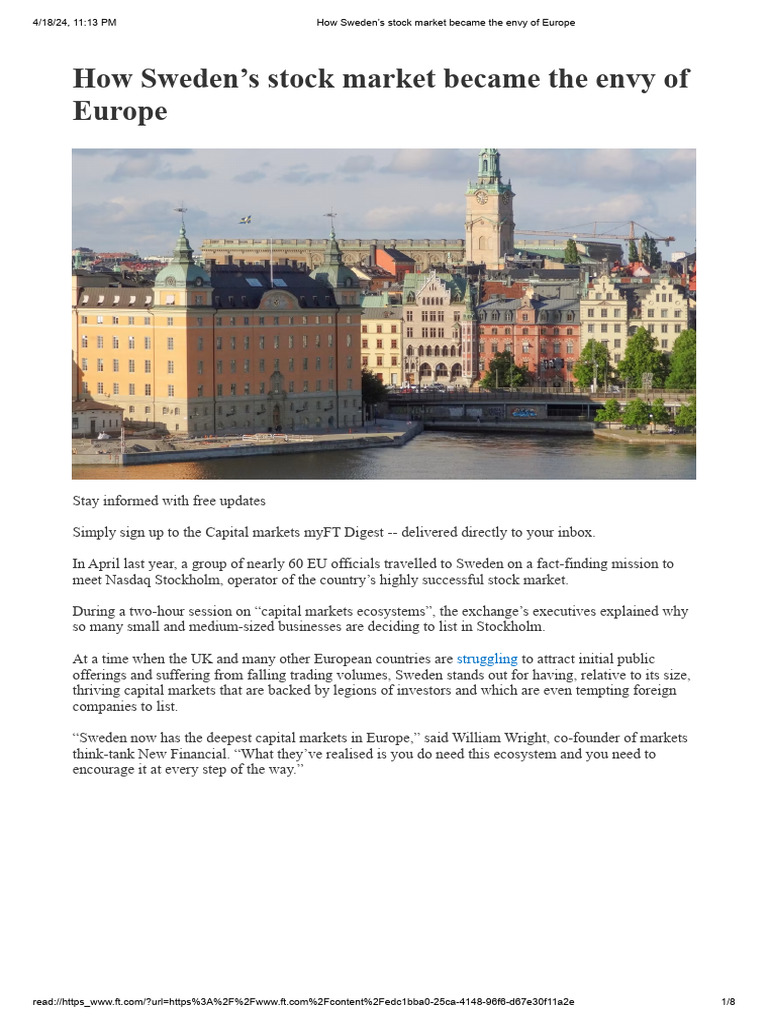How Sweden's Stock Market Became The Envy of Europe | PDF | Stocks ...