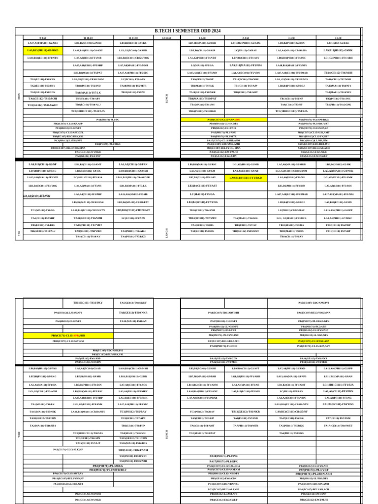 B Tech I Sem Odd 2024 - 17 July | PDF