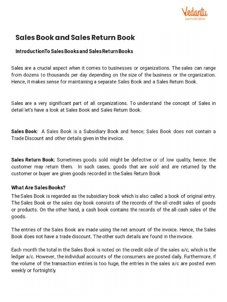 Sales Book and Sales Return Book | PDF