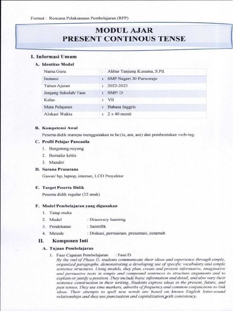 Modul Present Con Tense | PDF