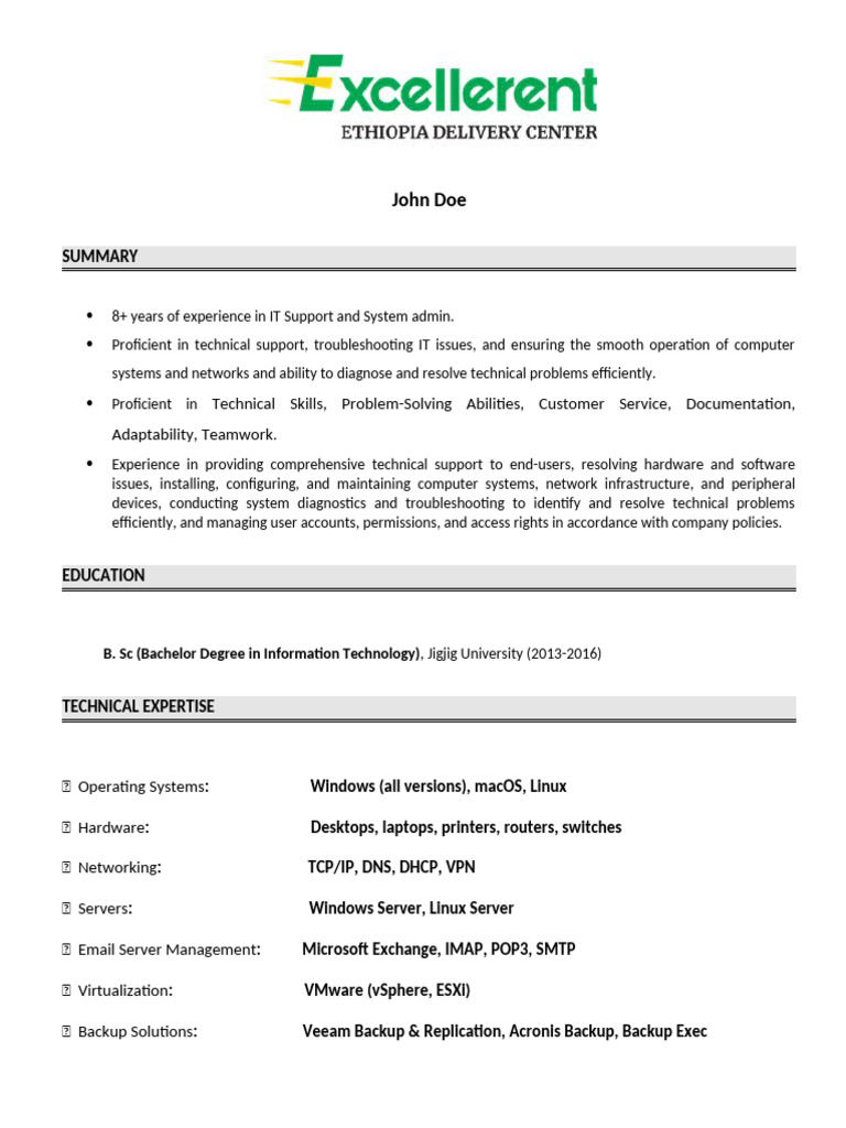 Excellerent Technology Solutions_Amanual Girma CV | PDF | Computer ...