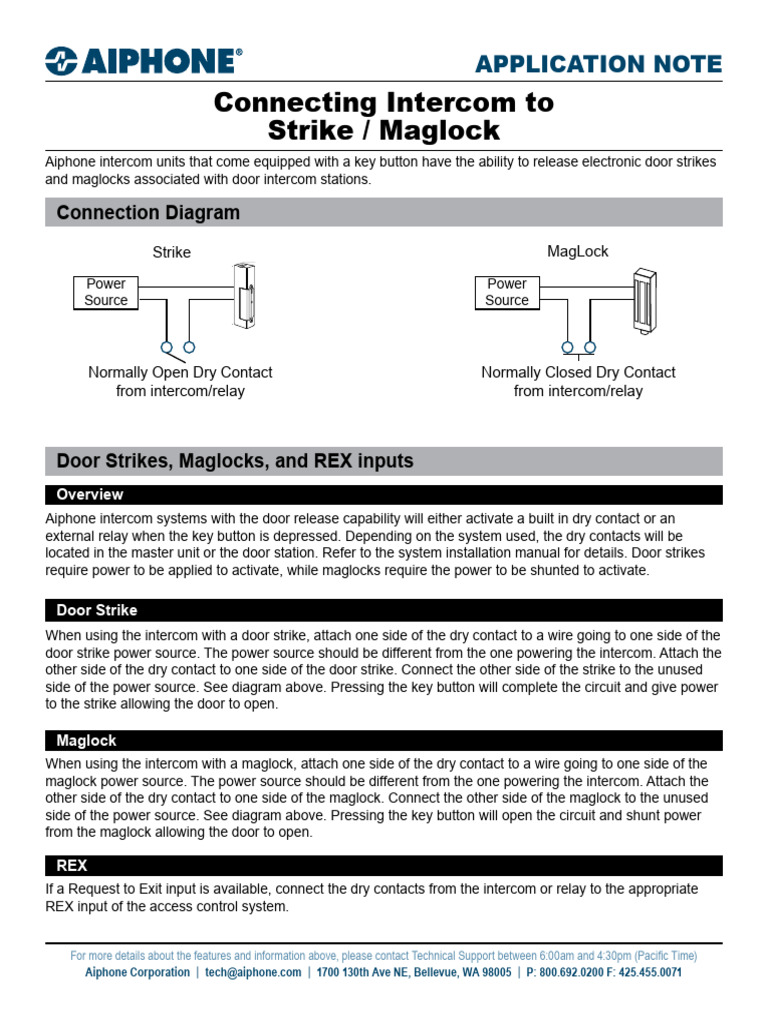 Aiphone Door Strike Maglock | PDF | Relay | Switch