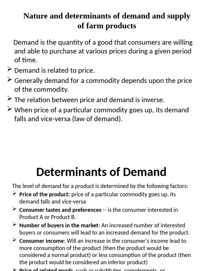 Demand and Supply of Farm Products | PDF | Demand | Supply (Economics)