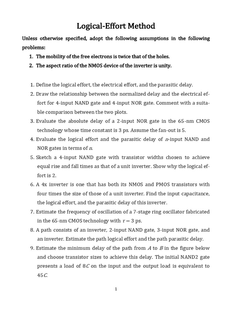 sheet - Logical Effort | PDF | Logic Gate | Electronics