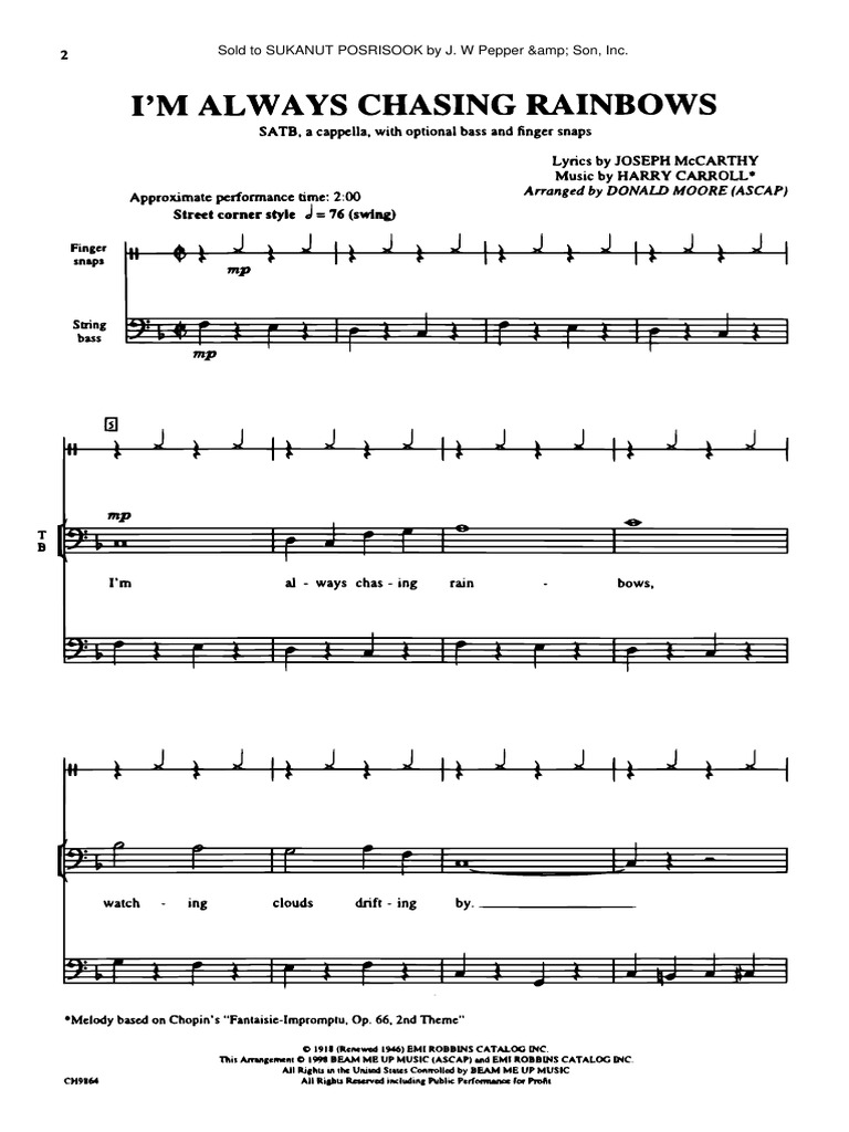 11 Im Always Chasing Rainbows Donald Moore SATB | PDF