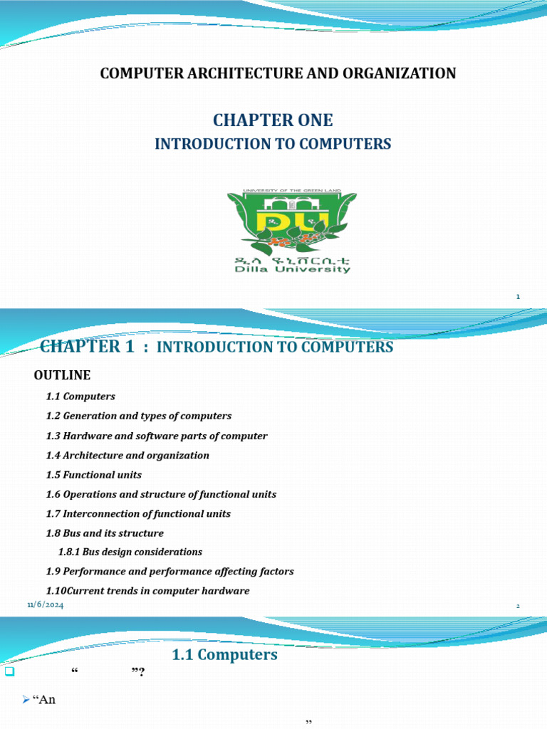 CHAPTER_ONE_ General Introduction | PDF | Random Access Memory | Computer Data Storage