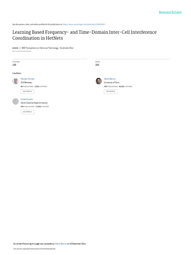Learning Based Frequency-And Time-Domain Inter-Cell Interference Coordination in Hetnets | PDF ...