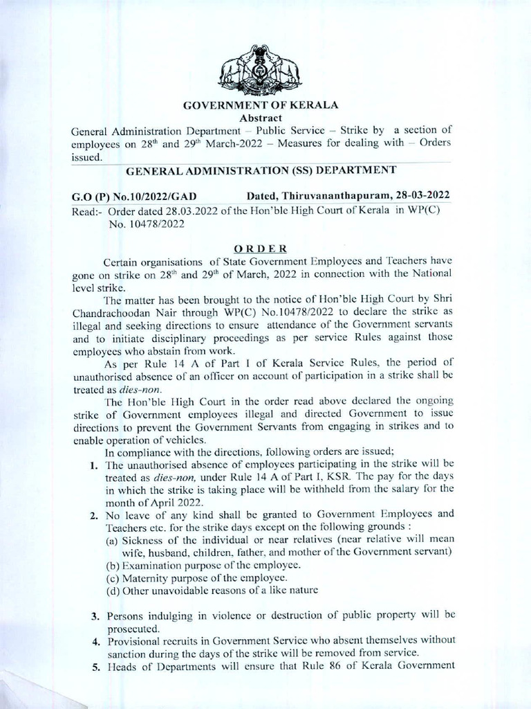 GO P 10 2022 GAD Diesnon Order | PDF | Strike Action | Justice