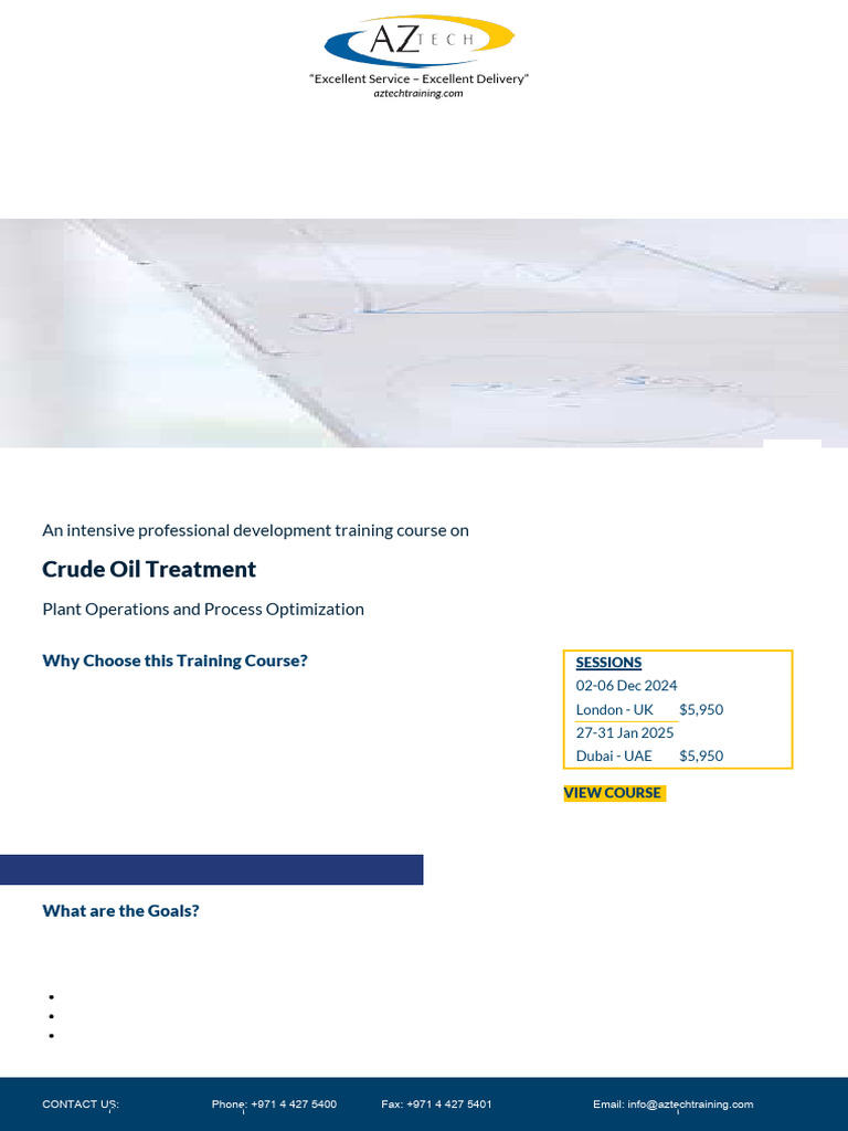 Crude Oil Treatment Training Course | PDF | Oil | Oil Refinery